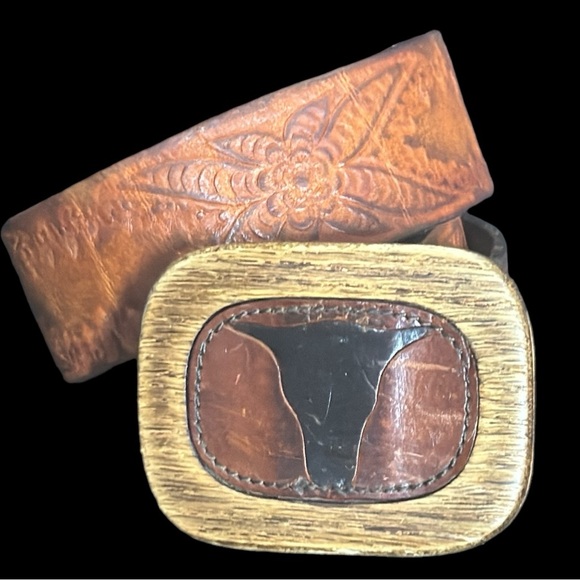 GAP | Accessories | Vintage Gap Buffalo Buckle Tooled Leather Belt | Poshmark